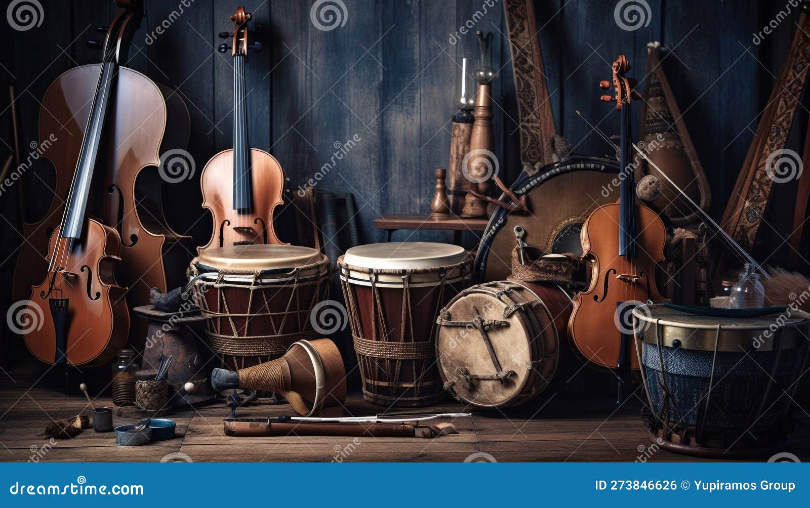 Musical Instruments of Old Cultures on Table Generated by AI Stock ... Musical Instruments of Old Cultures on Table Generated by AI Stock ...