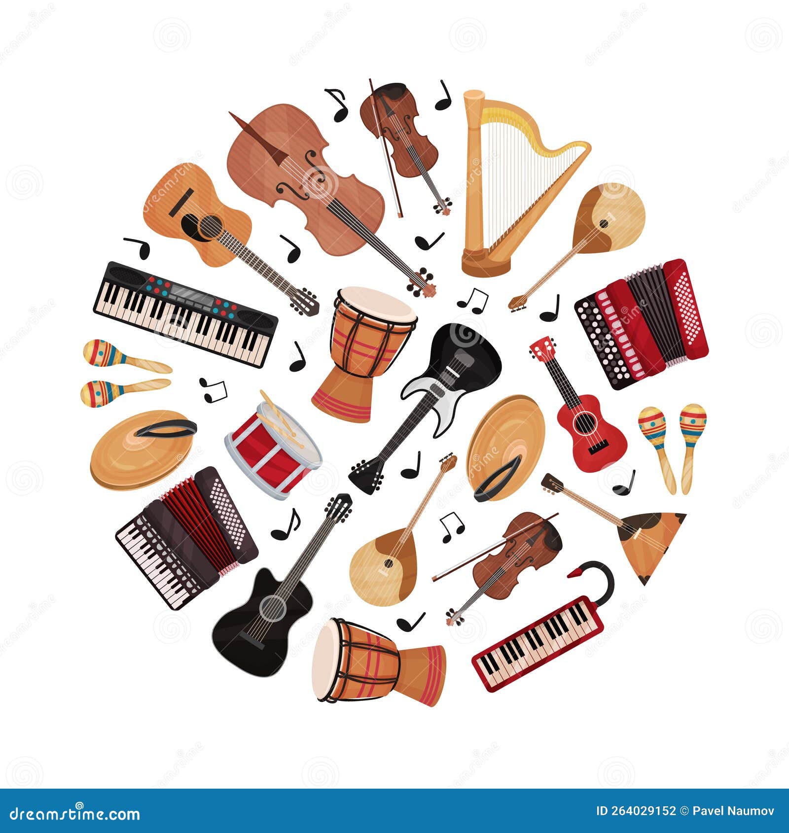Musical Instruments Round Composition Design for Entertainment ...