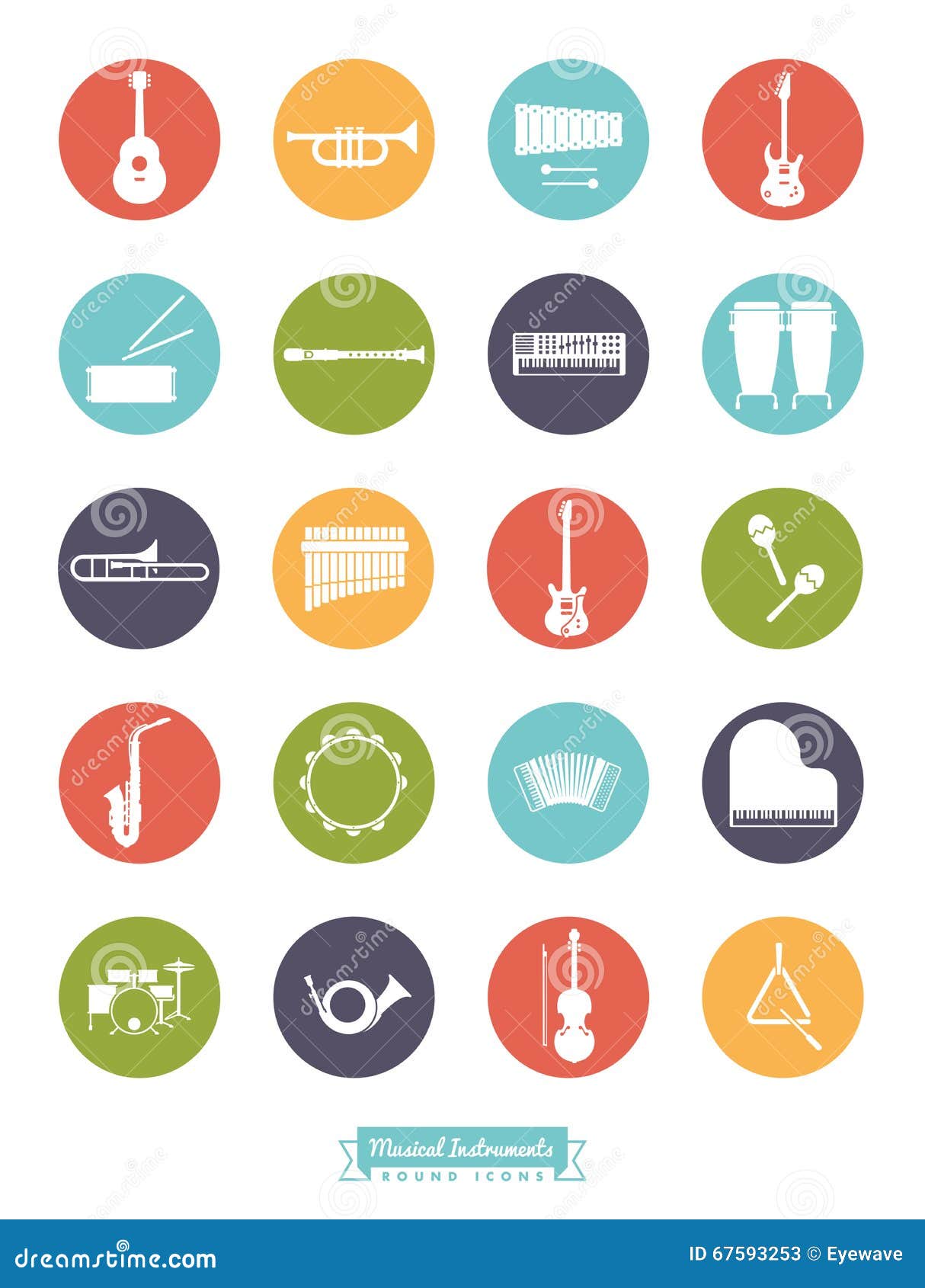 Musical Instruments Round Vector Icon Set Stock Vector - Illustration ...