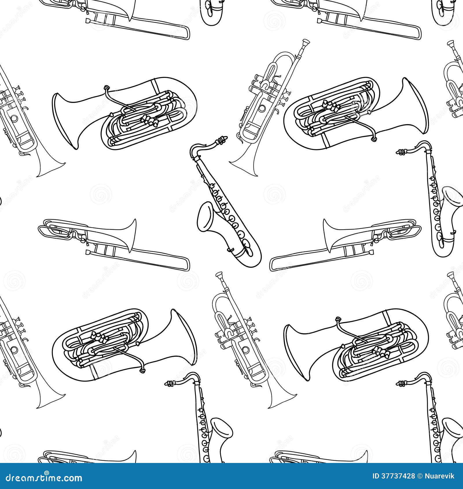 Musical Instruments Seamless Pattern Stock Illustration - Illustration ...
