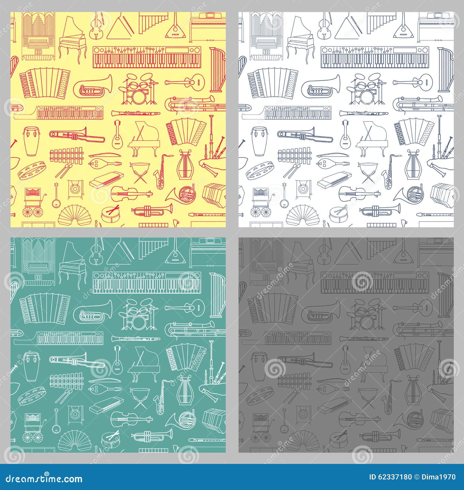Musical Instruments Seamless Pattern Stock Vector - Illustration of ...