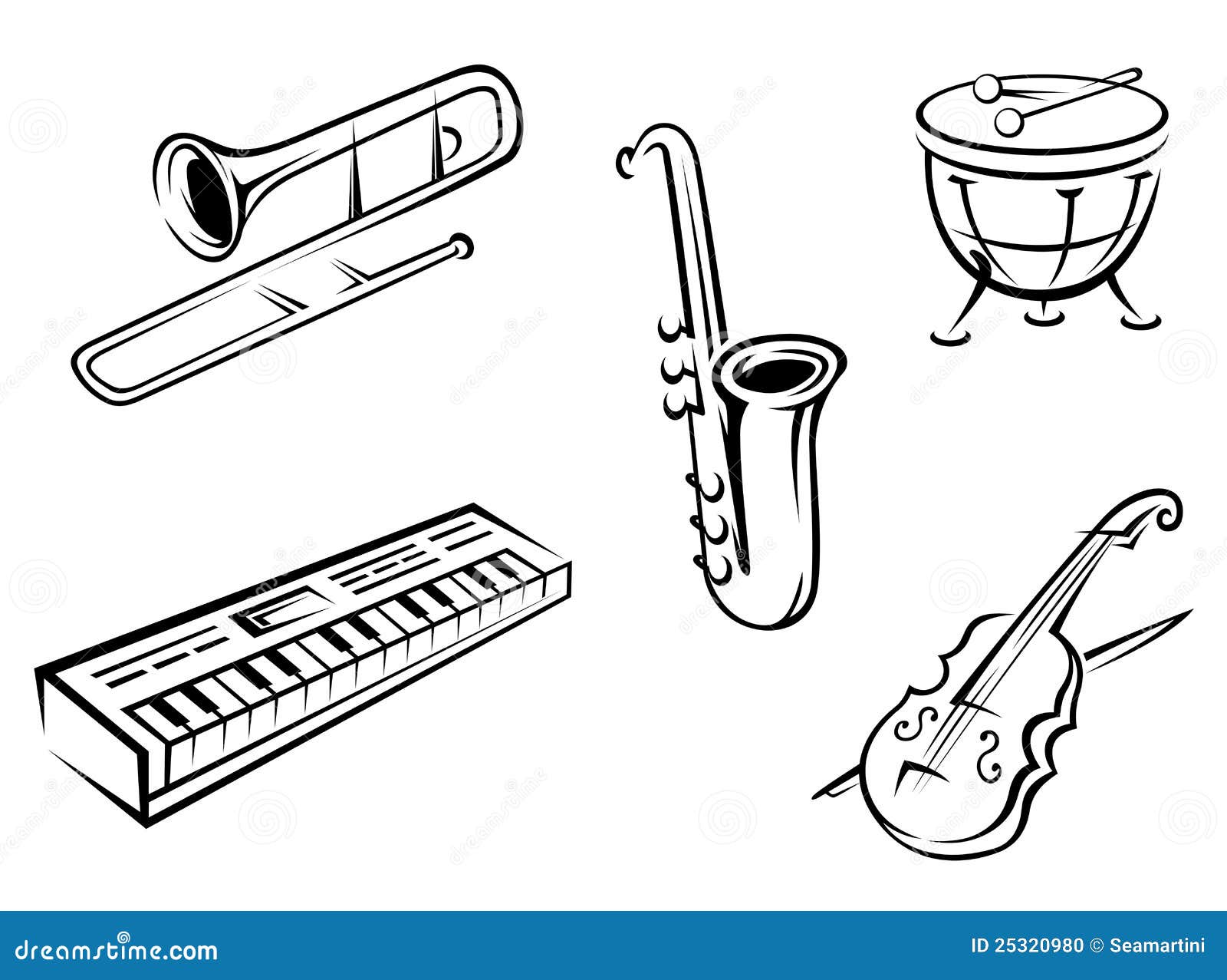 Musical instruments set stock vector. Illustration of drum - 25320980
