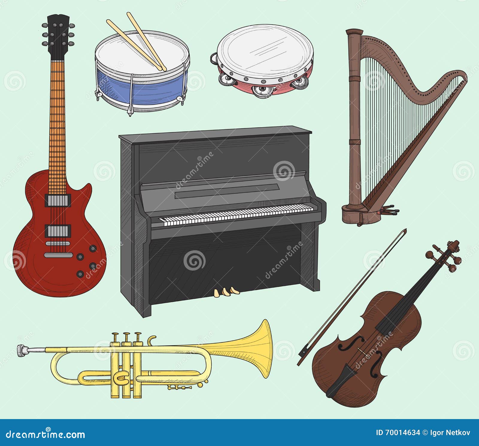 Musical instruments set stock vector. Illustration of balalaika - 70014634