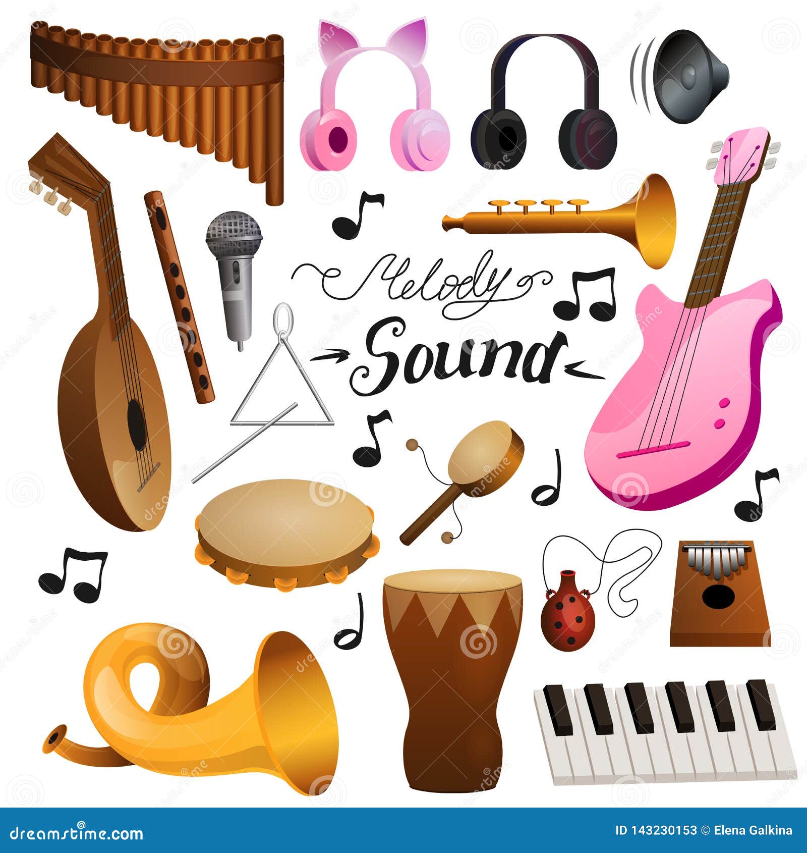 Musical Instruments Vector Set Stock Vector - Illustration of festival ...
