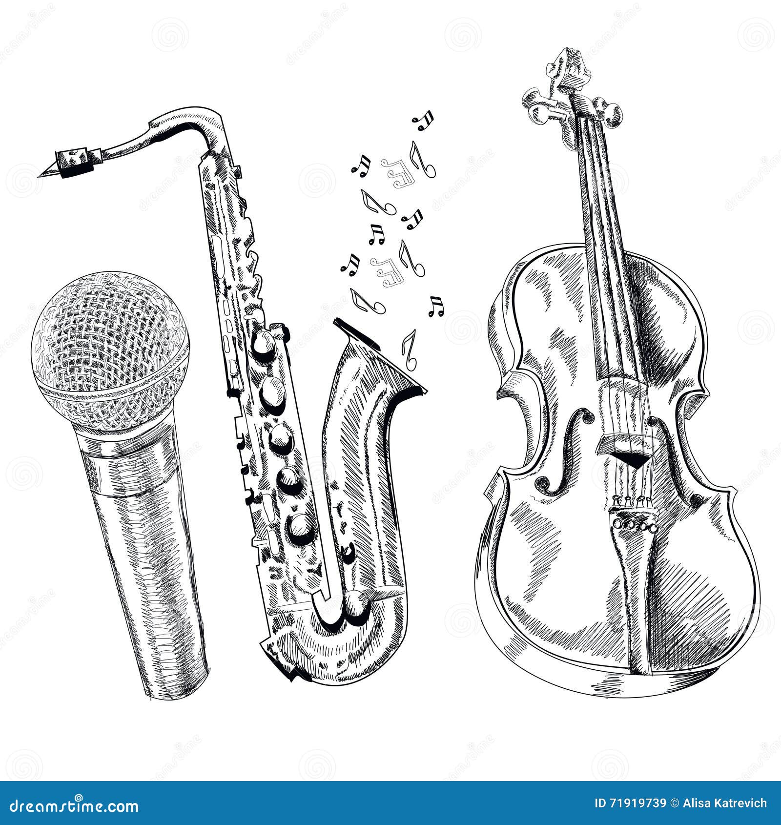Musical Instruments Set on White Background. Vector Illustration. Stock ...