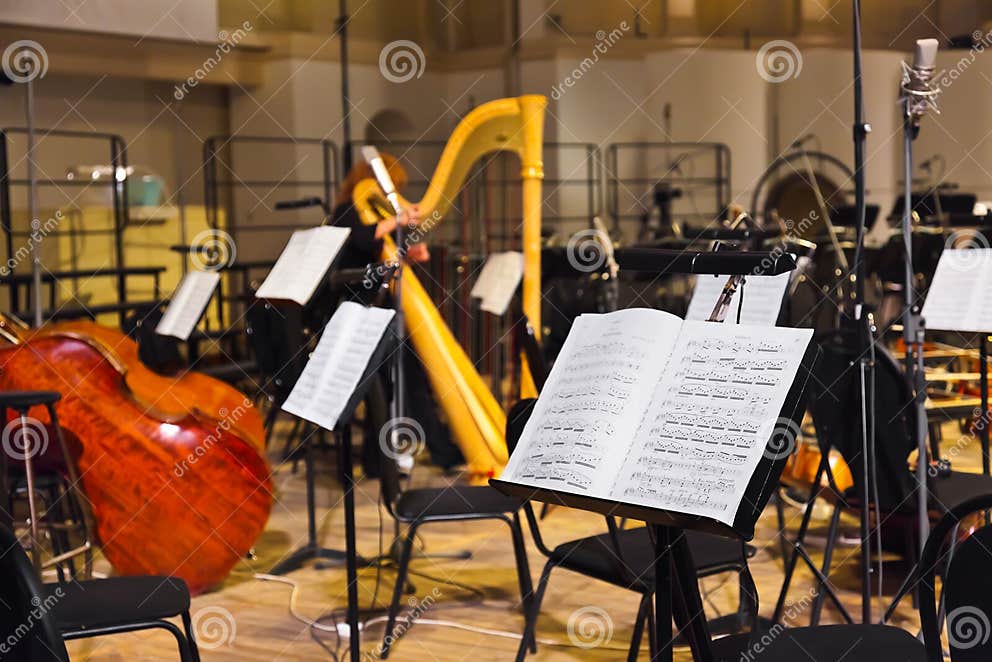 Musical Instruments and Sheet Music Stock Photo - Image of conductor ...