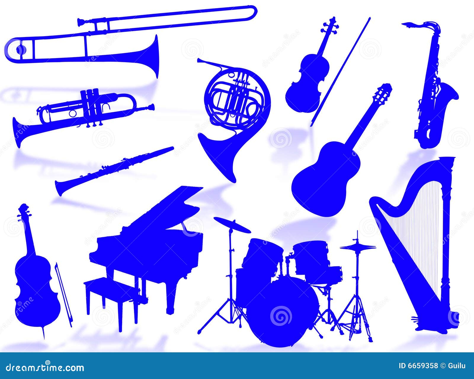 Musical Instruments Silhouette Stock Illustration - Illustration of ...