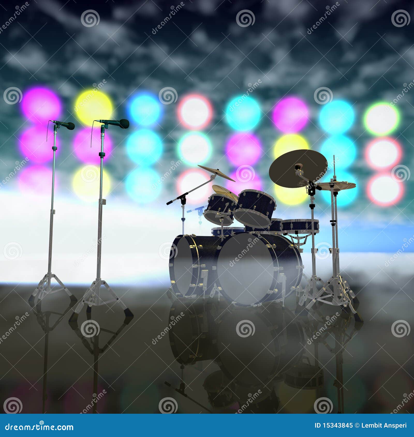 Musical Instruments on a Stage Stock Illustration - Illustration of ...