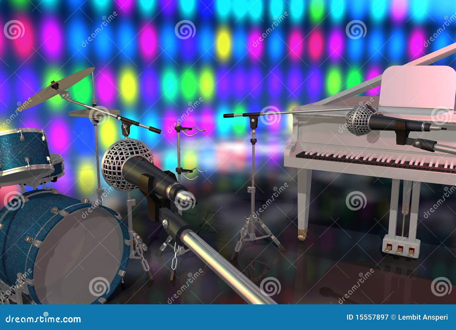 Musical Instruments on a Stage Stock Illustration - Illustration of ...