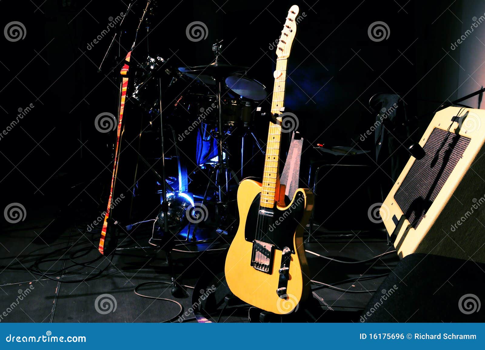 Musical Instruments on a Stage Stock Photo - Image of loudspeakers ...
