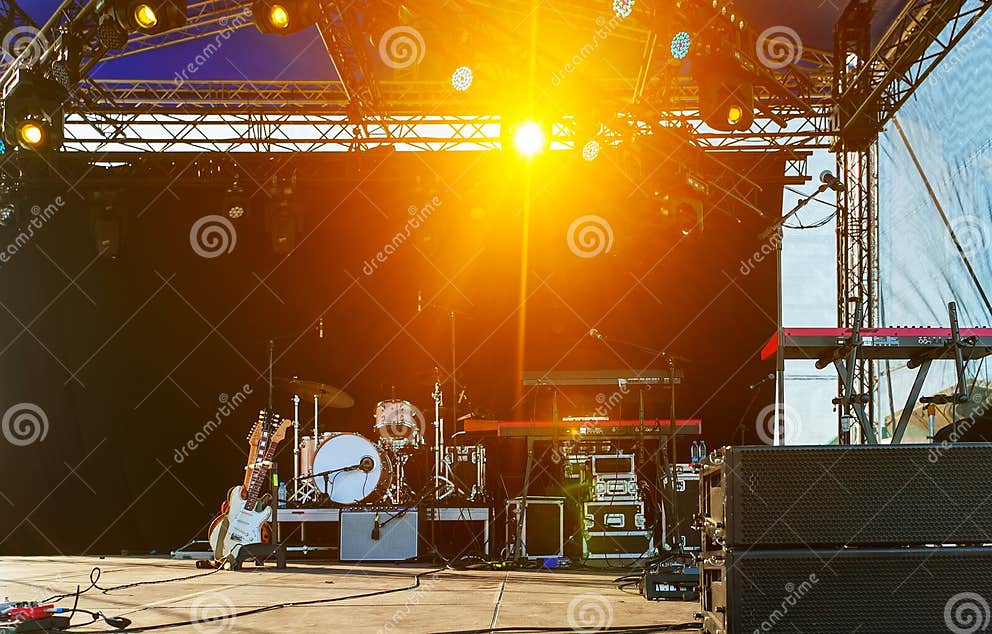 Musical Instruments on Stage Stock Photo - Image of instrumental ...