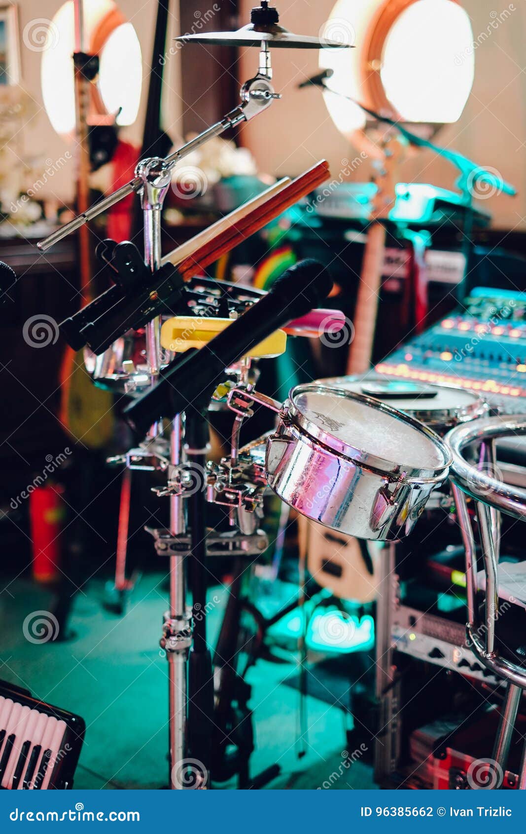 Musical Instruments on the Stage and in the Orchestra Stage Stock Photo ...