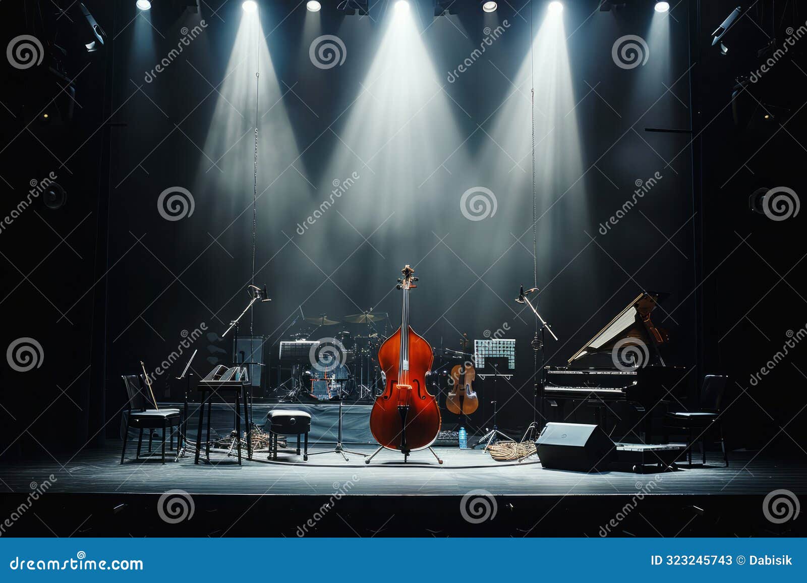 Musical Instruments on Stage before Performance Stock Image - Image of ...