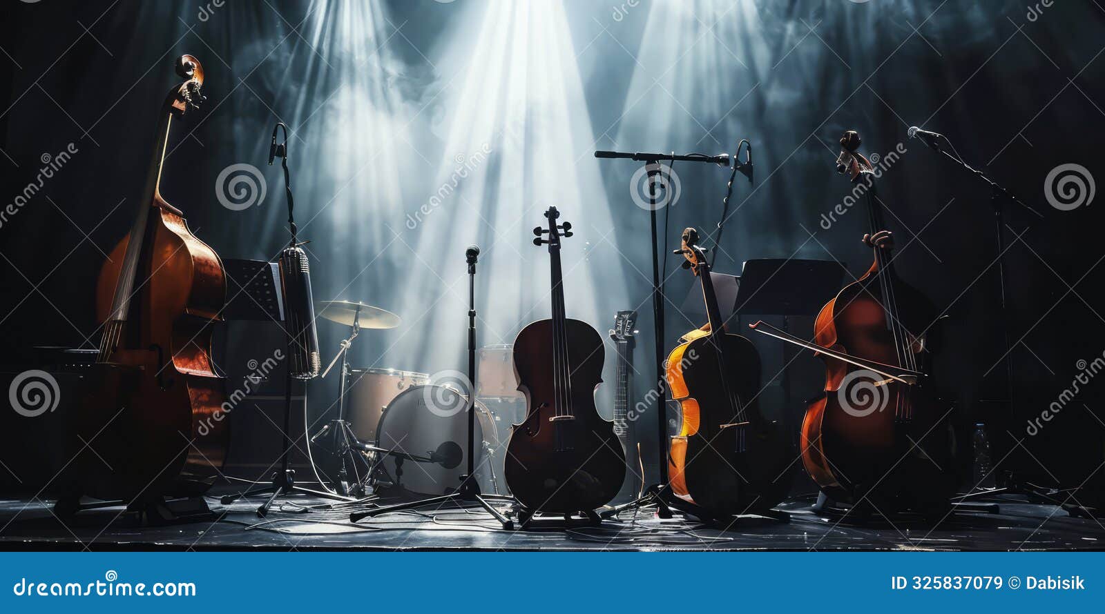 Musical Instruments on Stage before Performance Stock Image - Image of ...