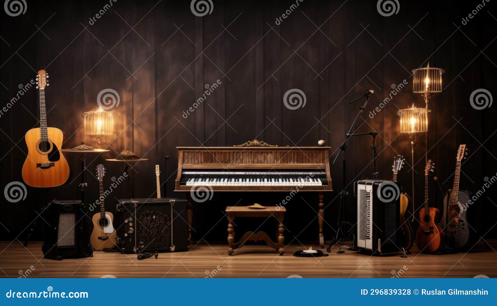 Musical Instruments on Stage, Ready for the Gig Stock Photo - Image of ...