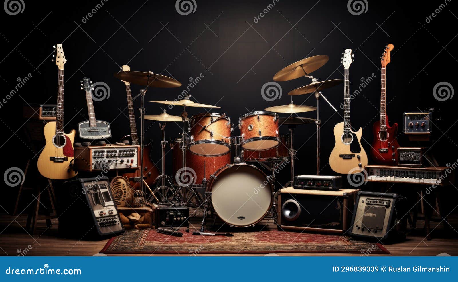 Musical Instruments on Stage, Ready for the Gig Stock Image - Image of ...