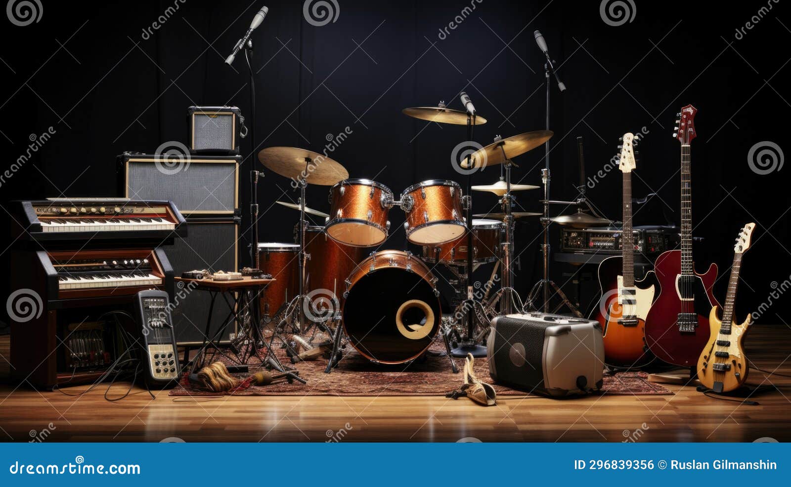 Musical Instruments on Stage, Ready for the Gig Stock Photo - Image of ...