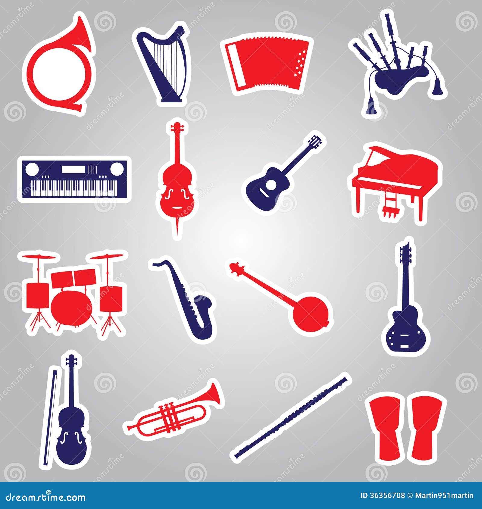 Musical Instruments Stickers Eps10 Stock Vector - Illustration of ...
