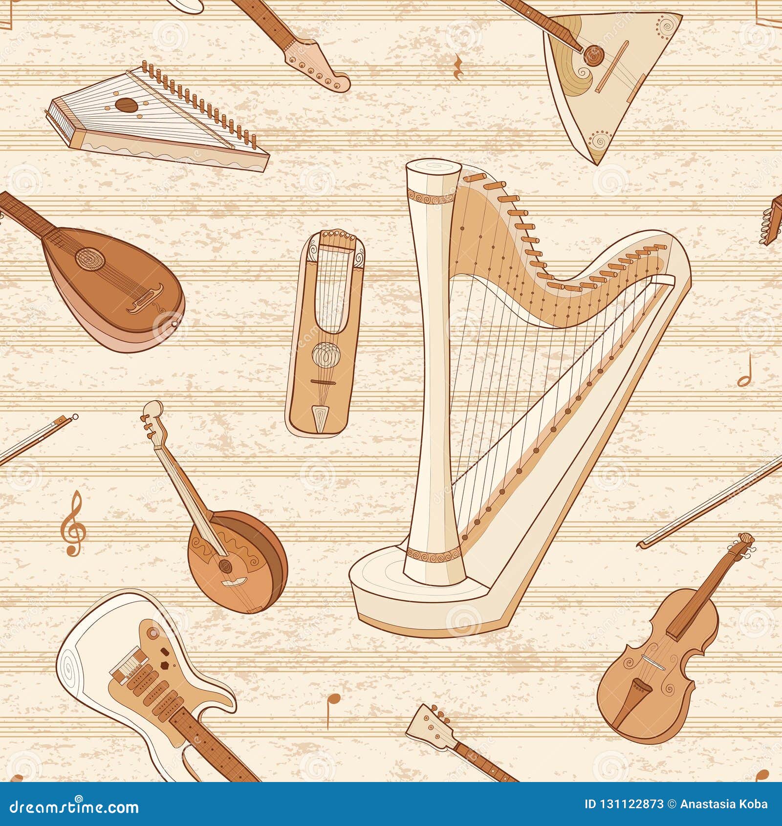 Musical Instruments. String Instruments. Music Background. Stock Vector ...