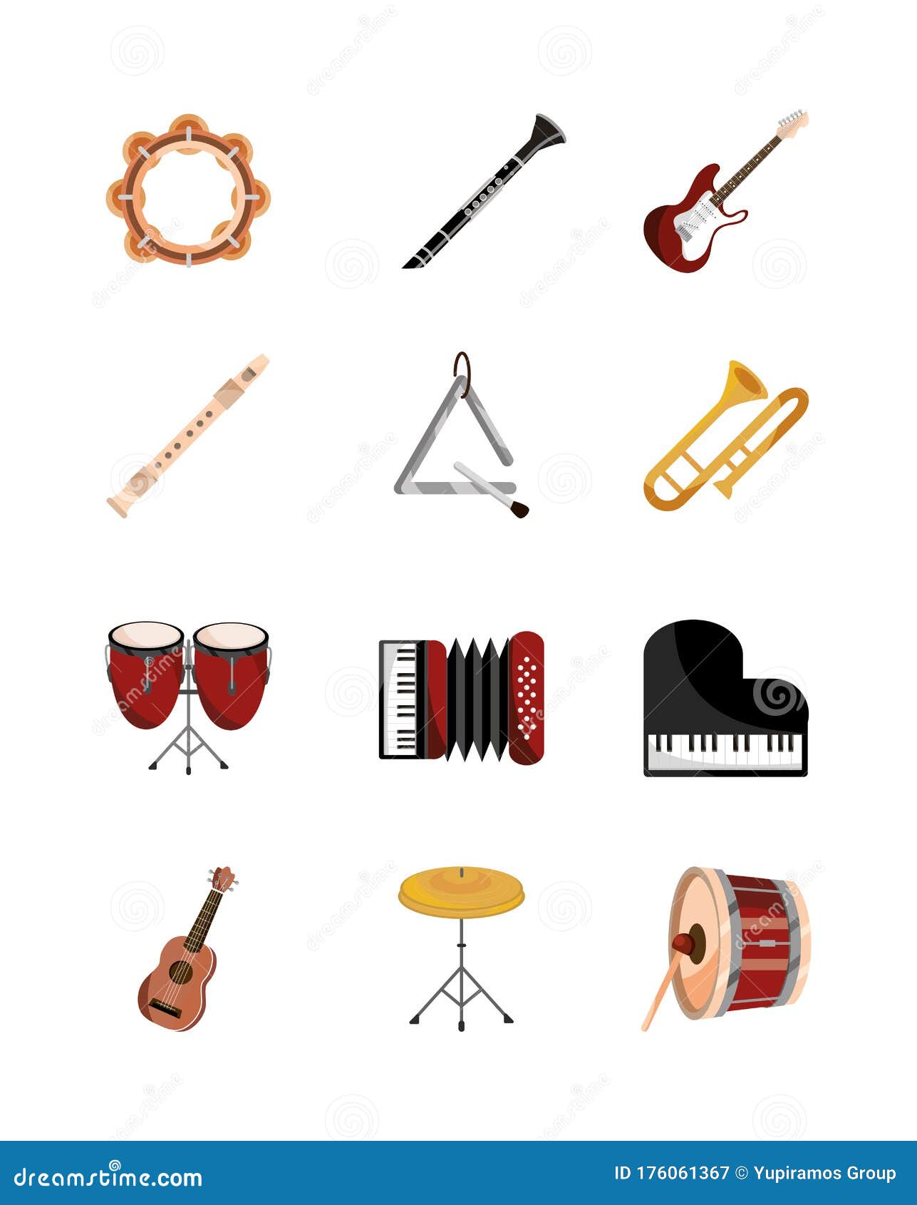 Musical Instruments String Wind Percussion Icon Set Isolated Icon Stock ...