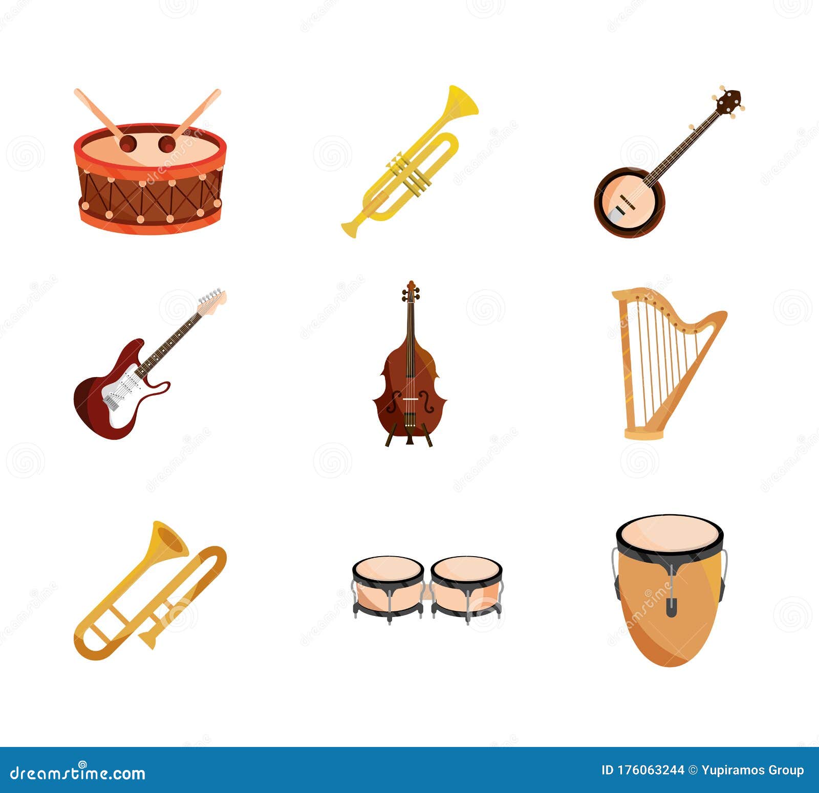 Musical Instruments String Wind Percussion Icon Set Isolated Icon Stock ... Musical Instruments String Wind Percussion Icon Set Isolated Icon Stock ...