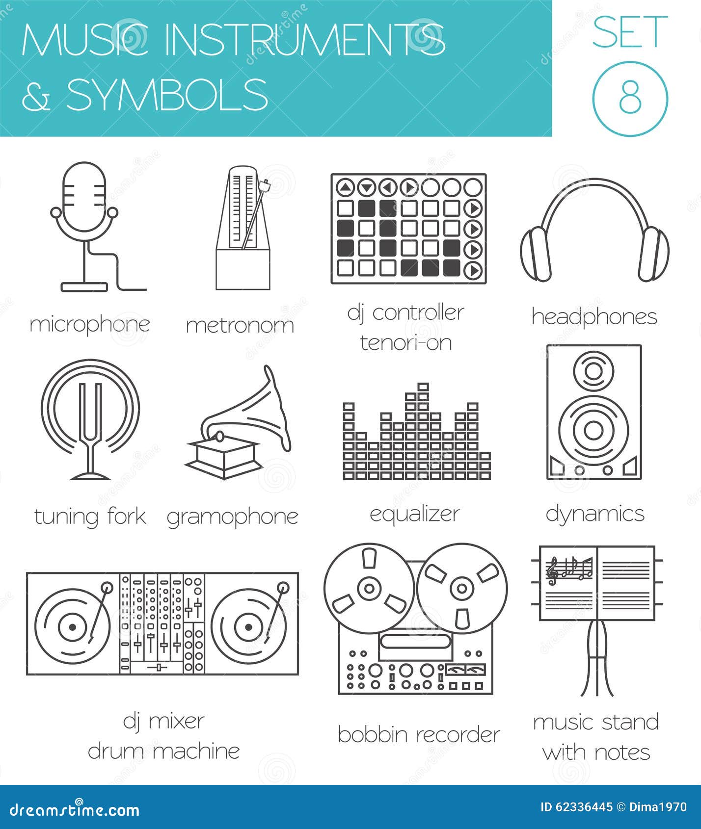 Musical Instruments & Symbols Graphic Template. Stock Vector ...