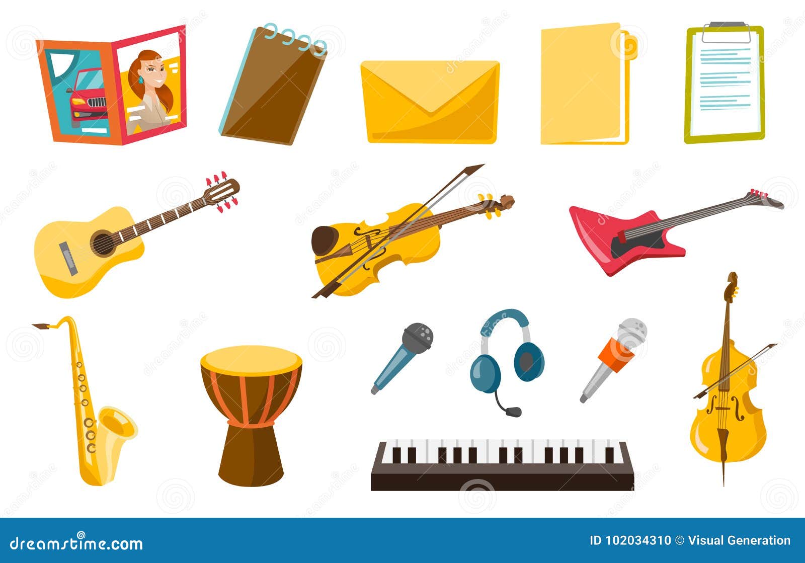 Musical Instruments Vector Illustrations Set. Stock Vector ...
