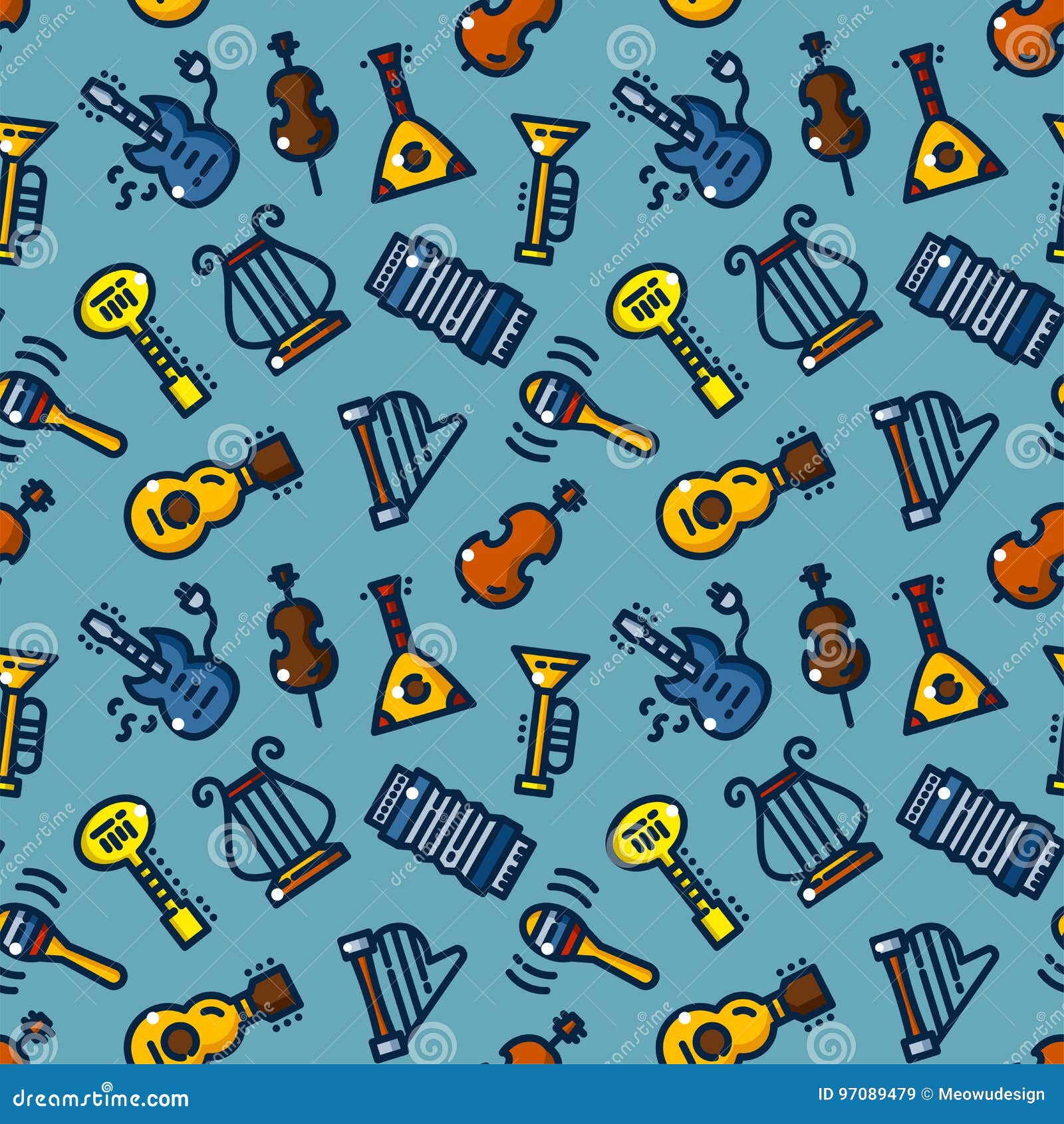 Musical Instruments Vector Seamless Pattern Stock Vector - Illustration ...