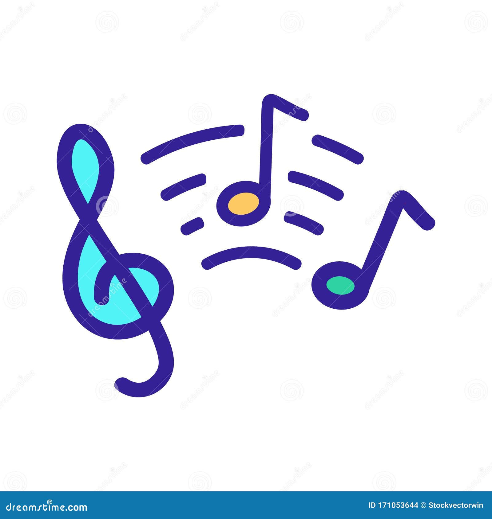 Musical Key and Icon Icon Notes Vector. Isolated Contour Symbol ...