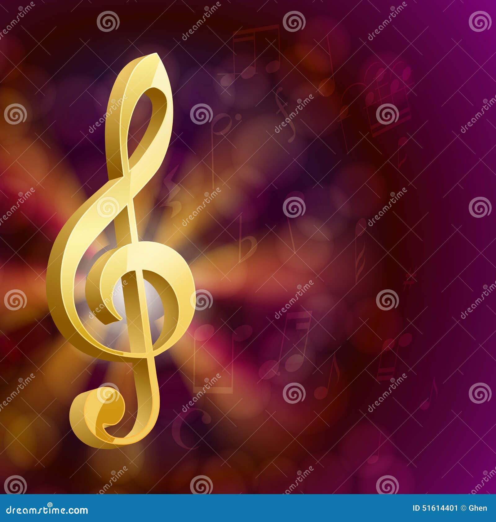 Musical key with notes stock vector. Illustration of vector - 51614401