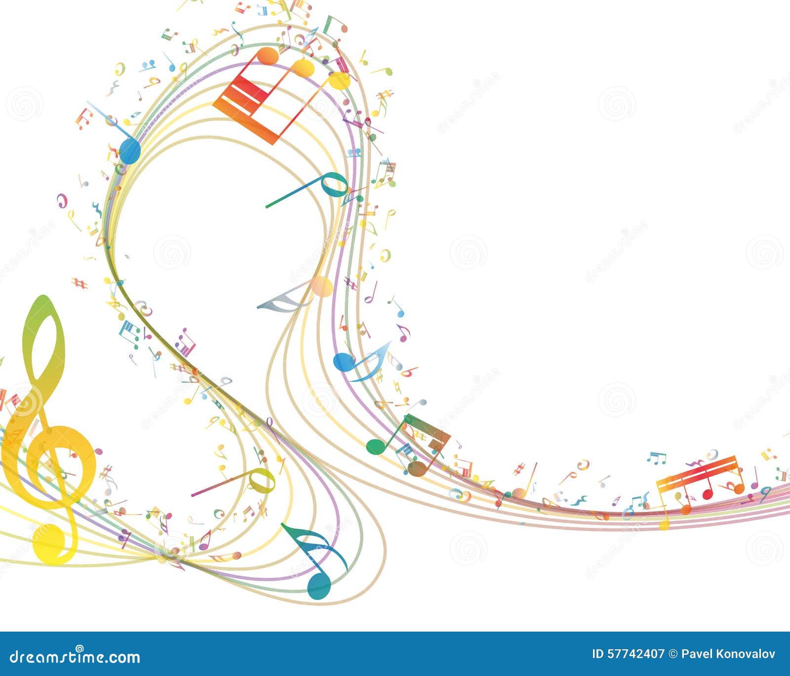 Musical Key with notes row stock vector. Illustration of staff - 57742407
