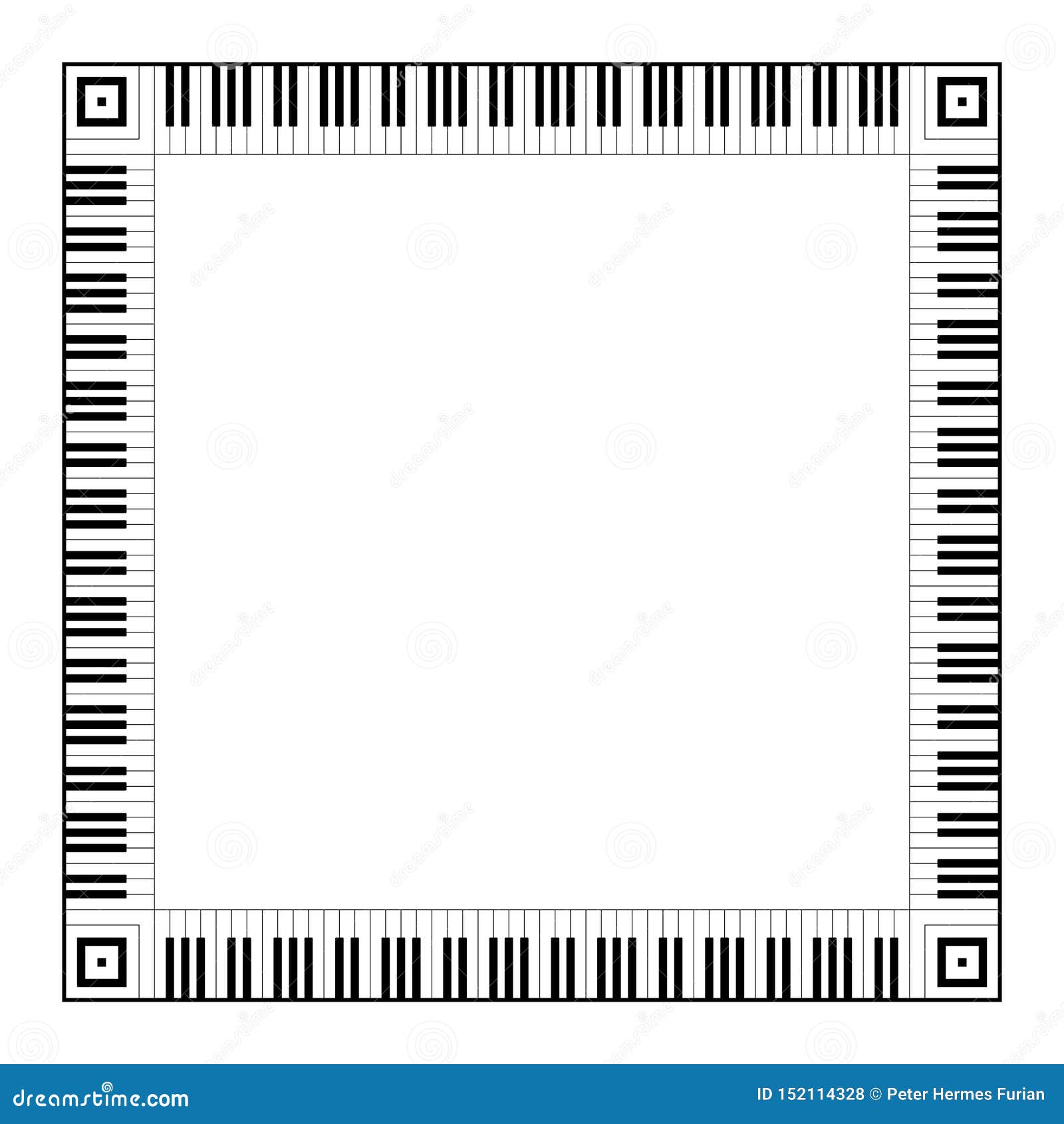 Musical Keyboard With Twelve Octaves, Circle Frame And Decorative ...