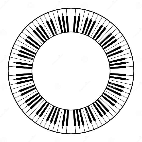 Musical Keyboard with Twelve Octaves, Circle Frame and Decorative ...