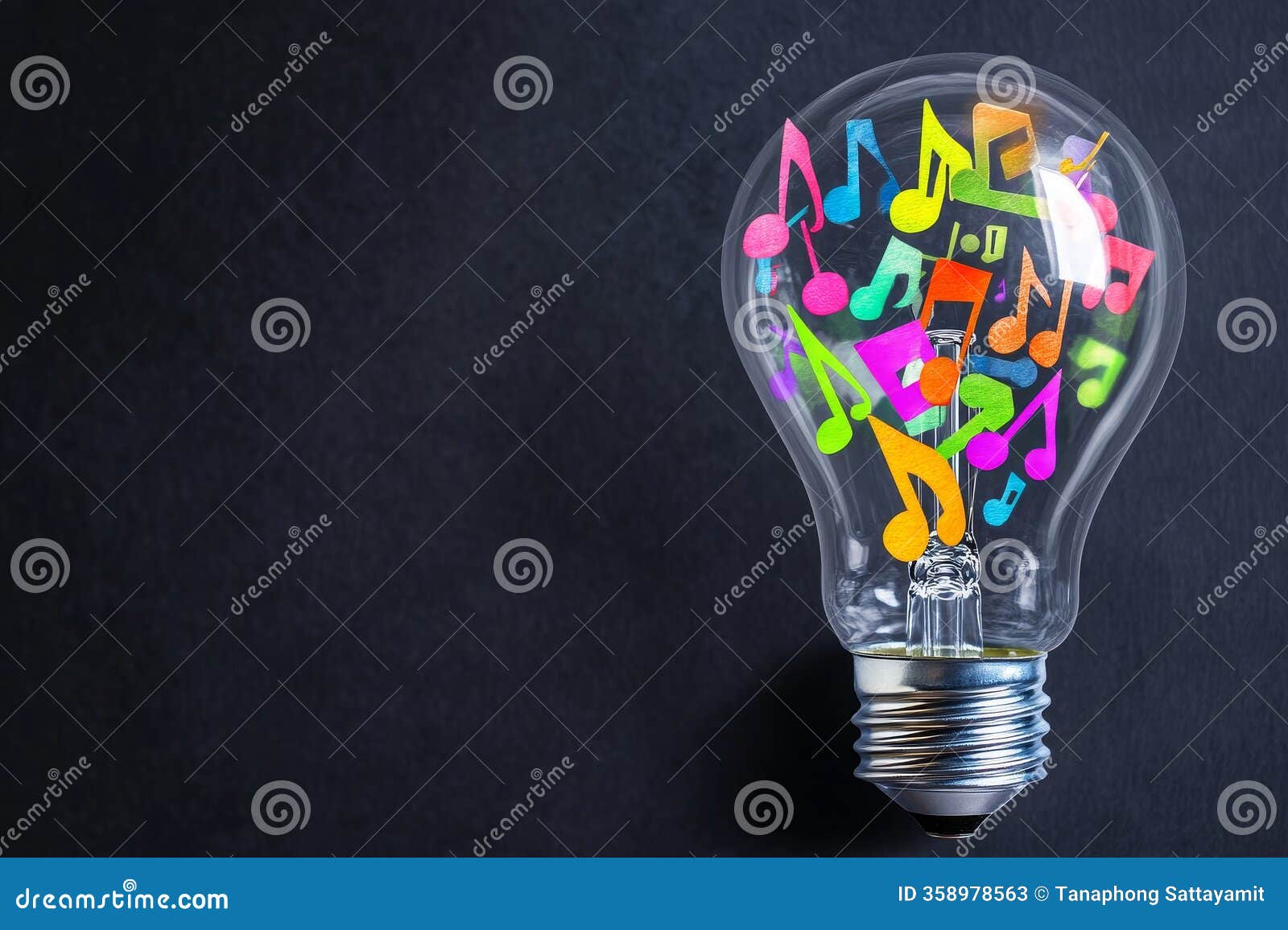 Musical Lightbulb Inspiration Colorful Musical Notes Inside a Lightbulb ...