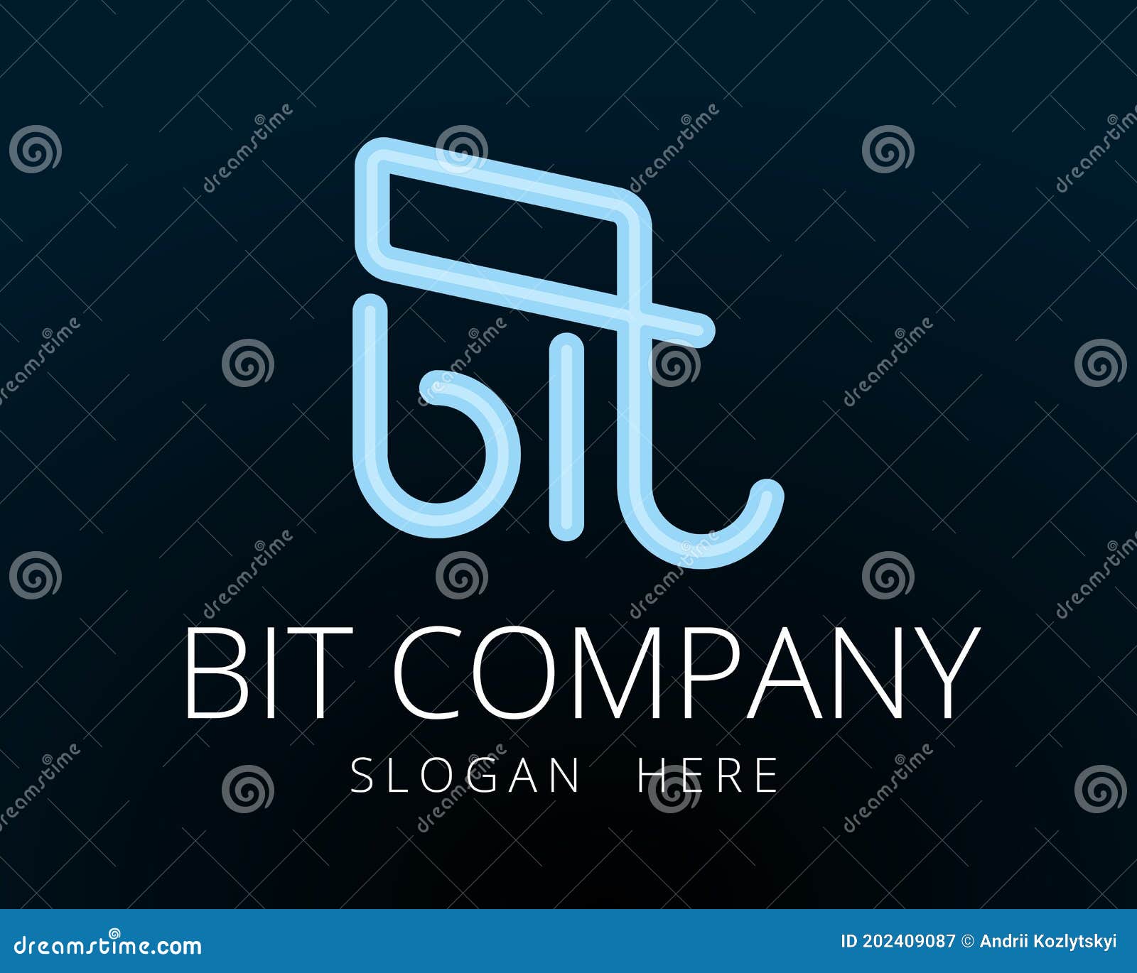 Musical Logo Template BIT Company in the Form of Blue Abstract Notes ...