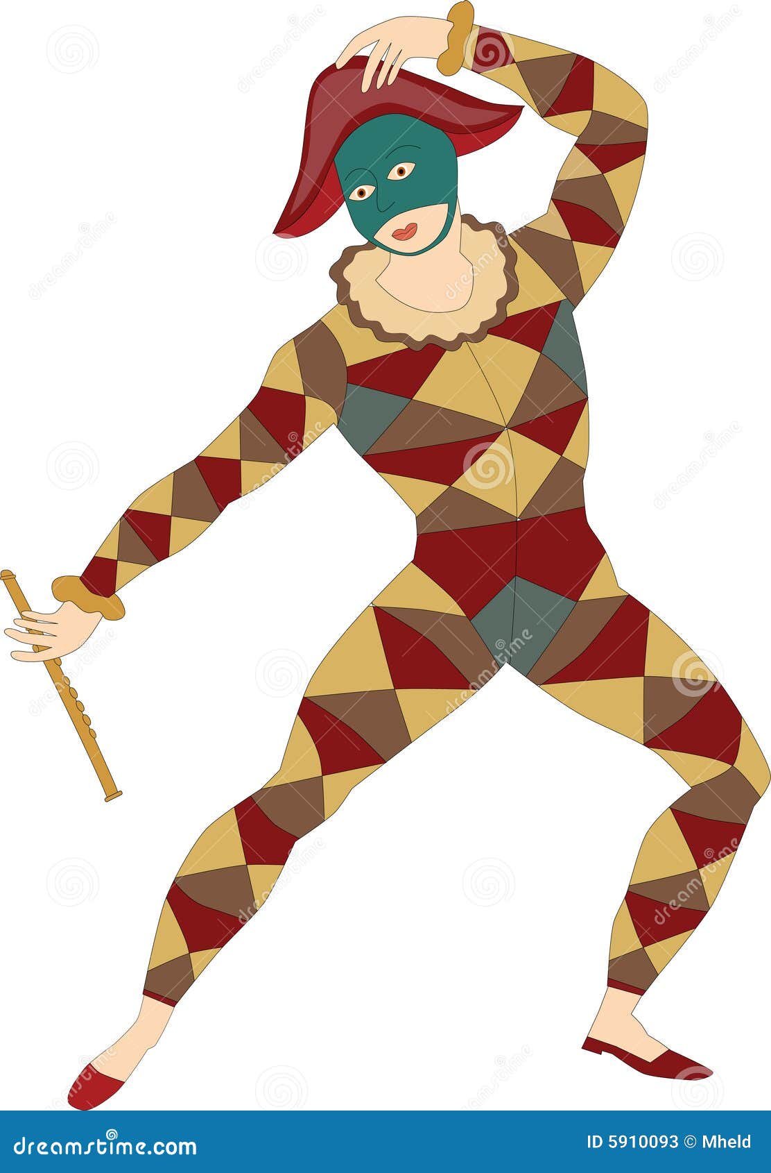 Musical Masked Man with Flute Isolated - Vector Stock Vector ...