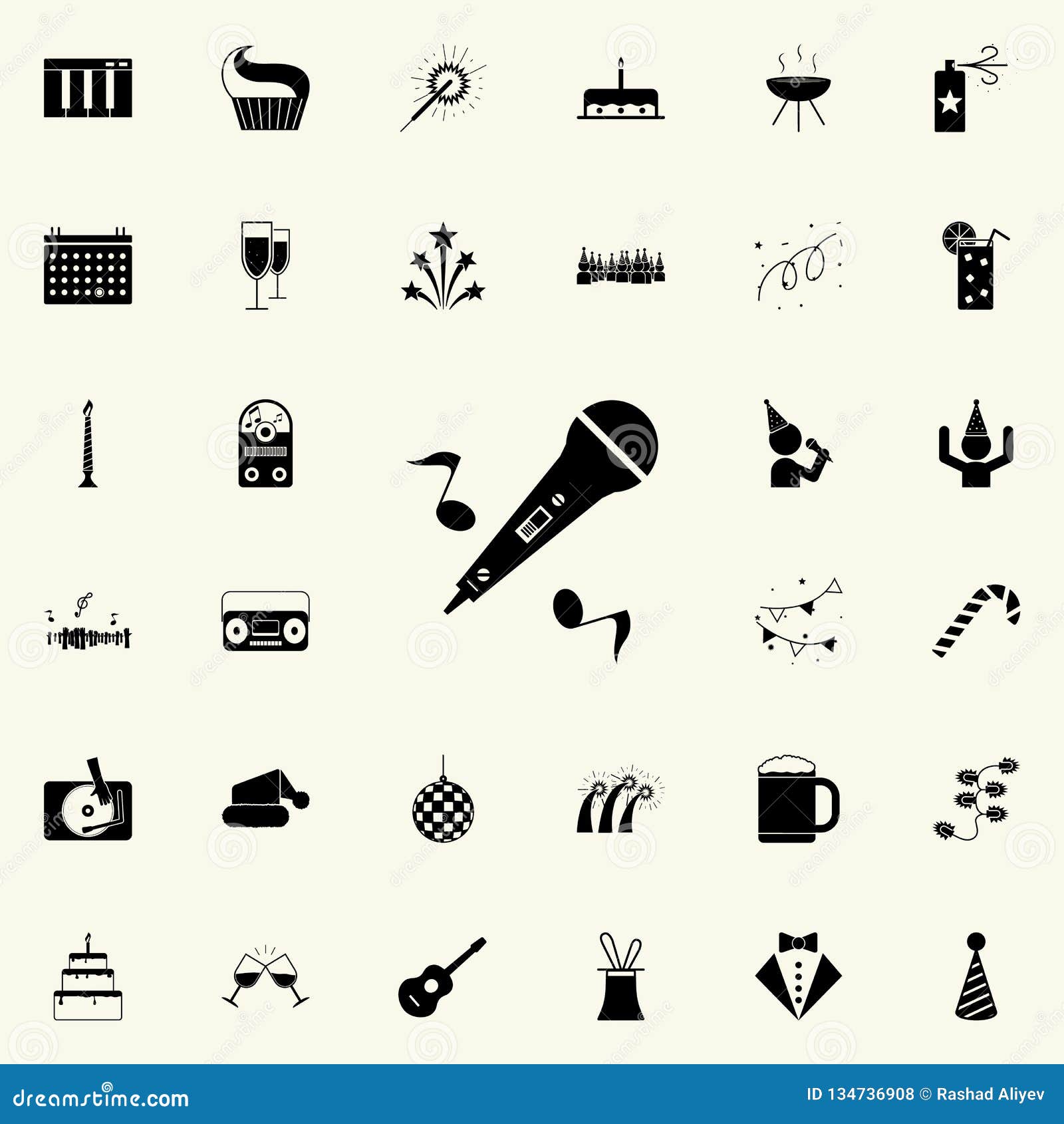 Musical Microphone with Notes Icon. Party Icons Universal Set for Web ...