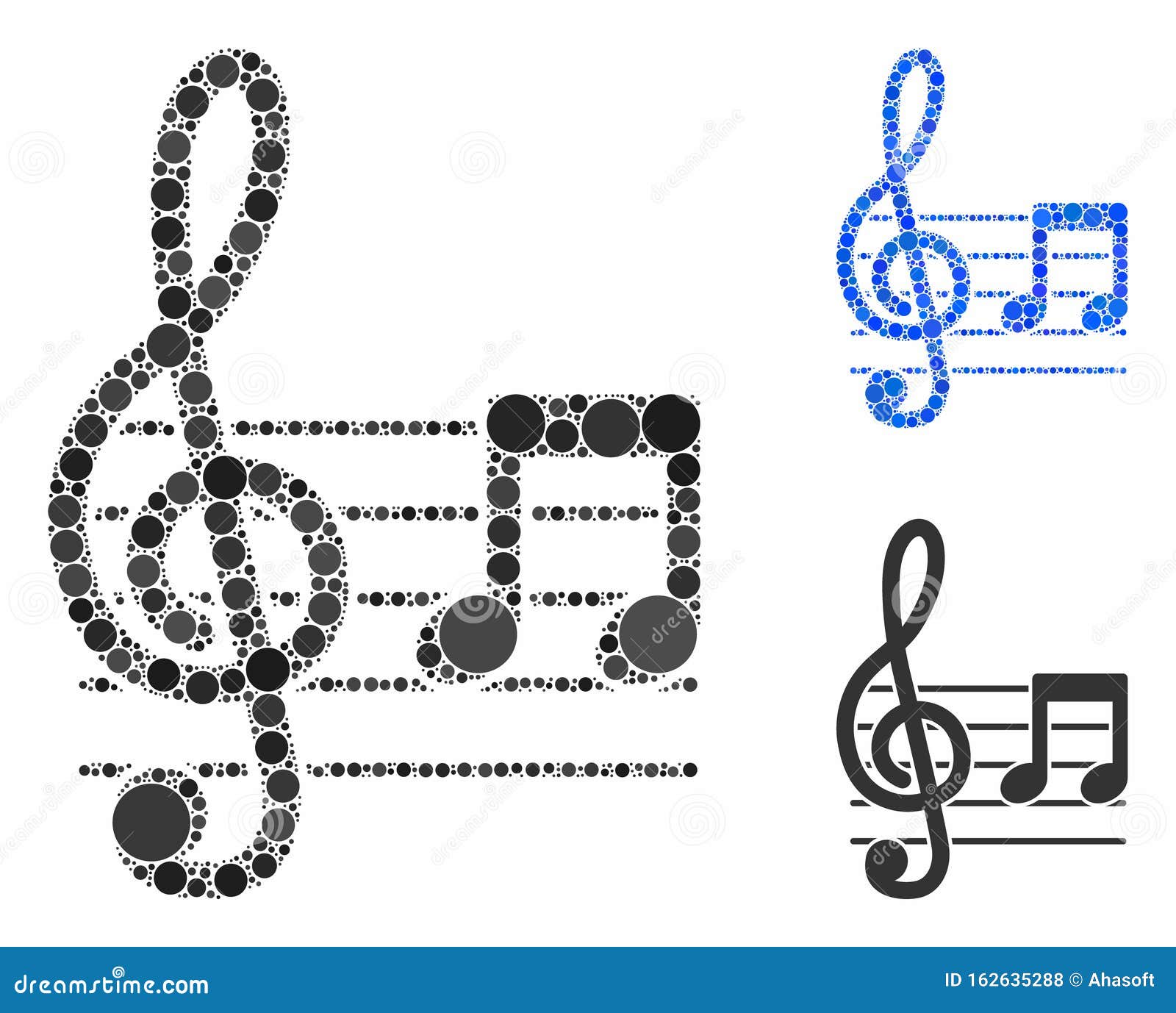 Musical Notation Composition Icon of Round Dots Stock Illustration ...