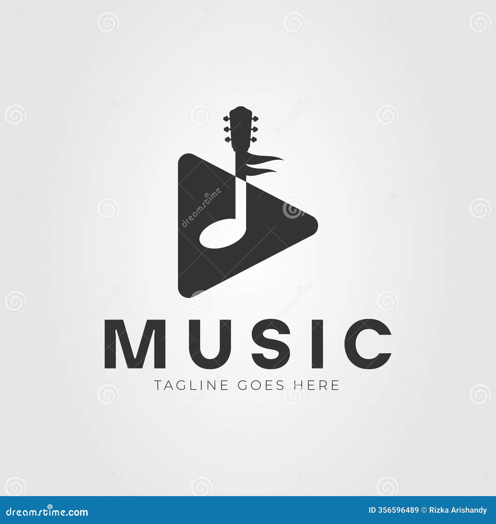 Musical Notation with Headstock Logo. Music Play Button Symbol Vector ...