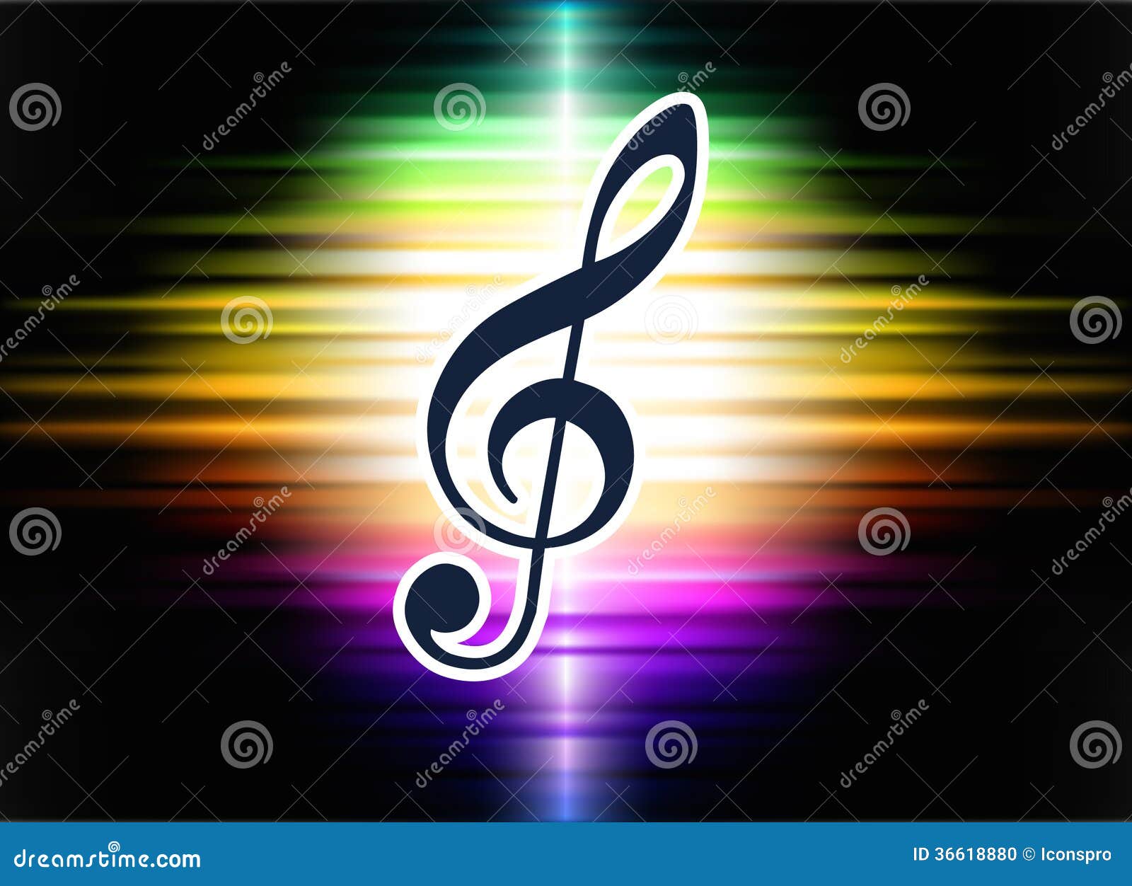 Musical Note on Abstract Spectrum Background Stock Illustration ...