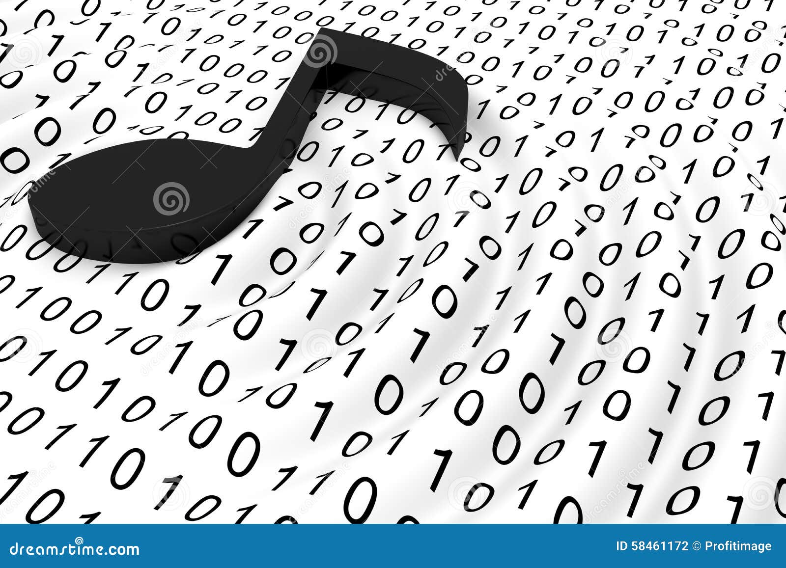 Musical Note on Binary Code Background Stock Illustration ...