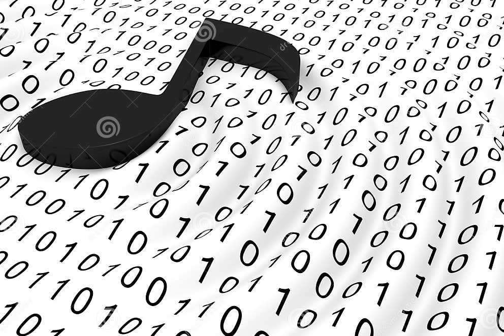 Musical Note on Binary Code Background Stock Illustration ...