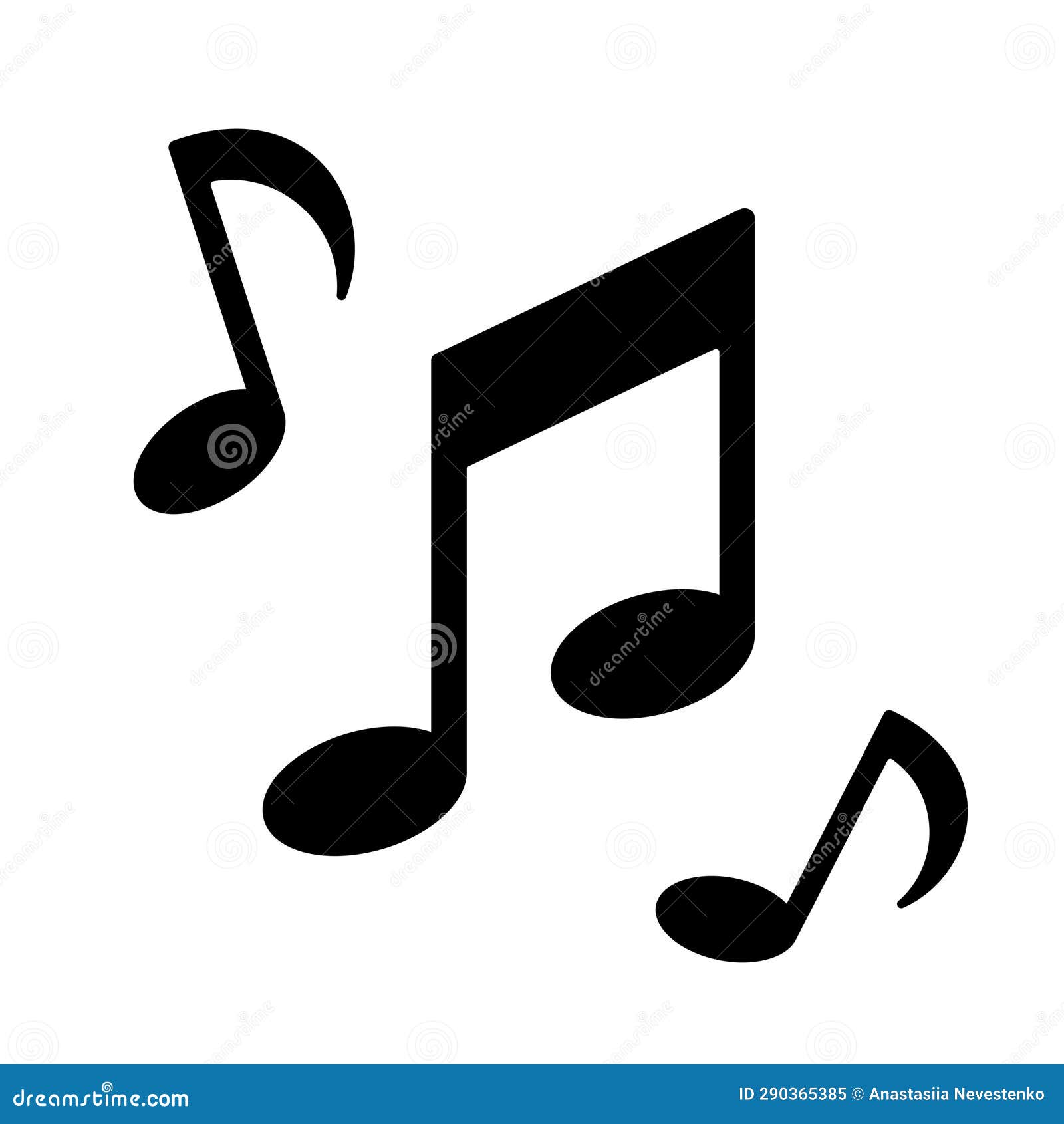 Musical Note Black Icon. Vector Illustration Flat Design. Isolated ...