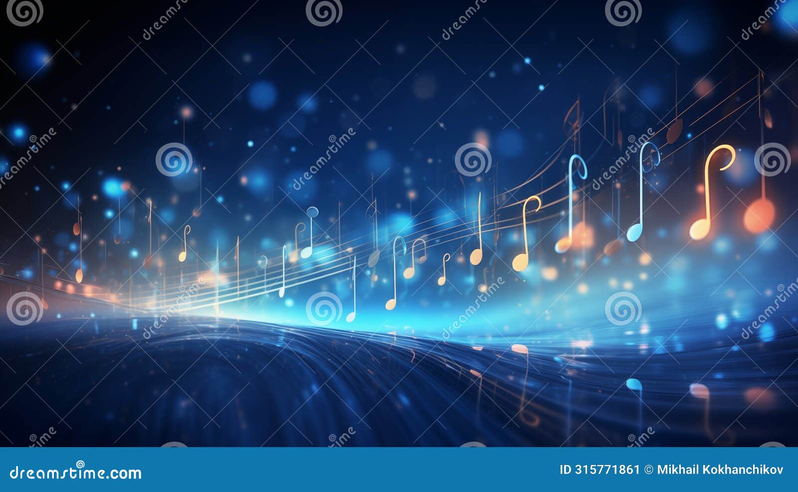 Musical Note on Blue Background Stock Image - Image of sound, music ...