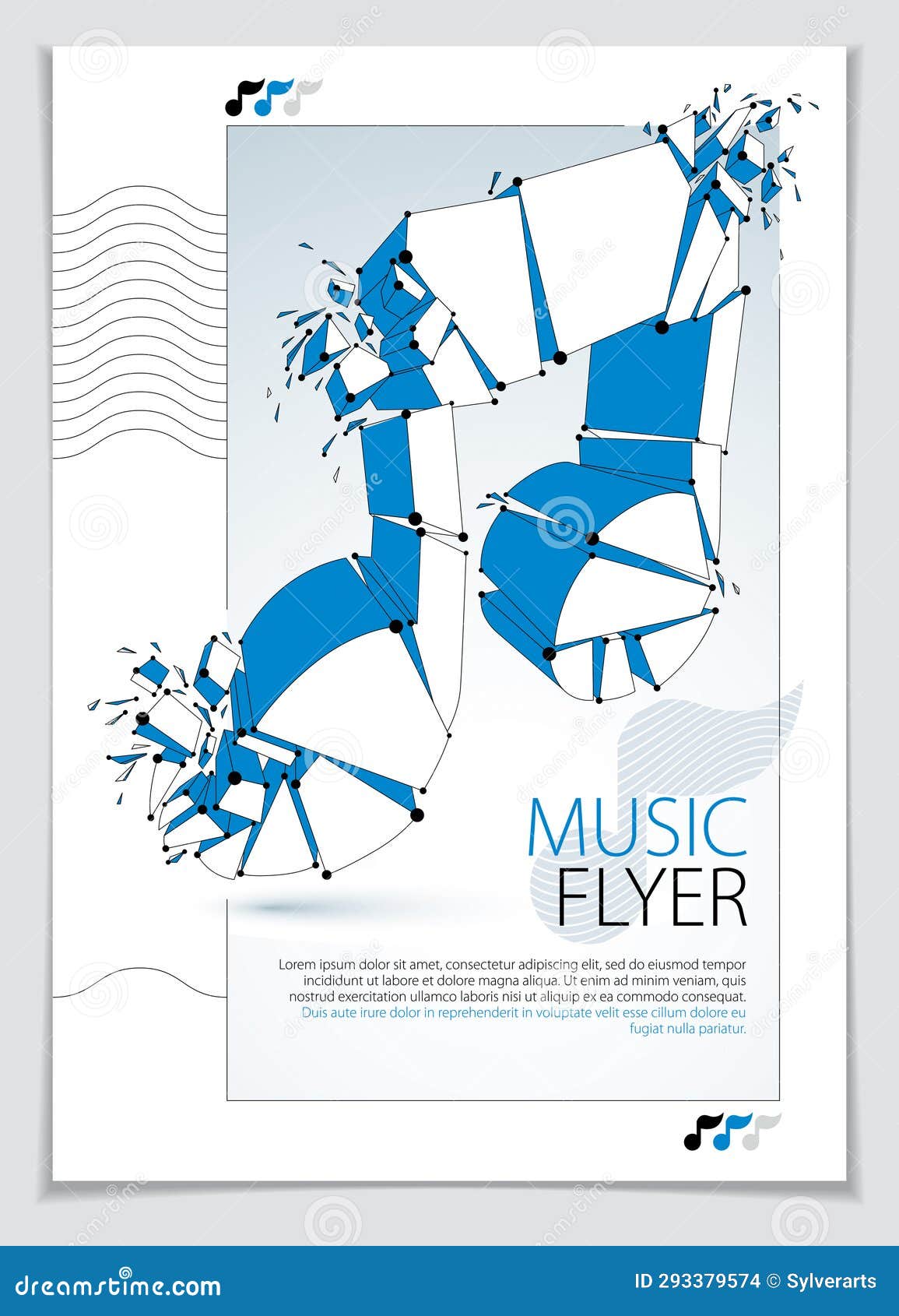 Musical Note Breaking To Pieces and Exploding, Vector 3d Realistic ...