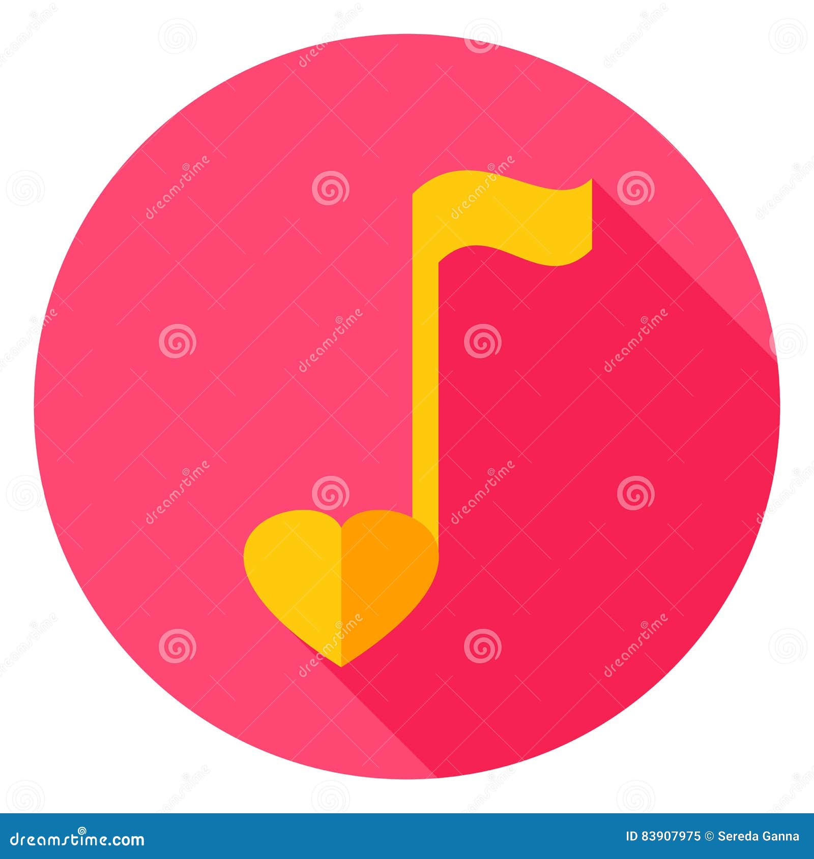 Musical Note Circle Icon stock vector. Illustration of romantic - 83907975