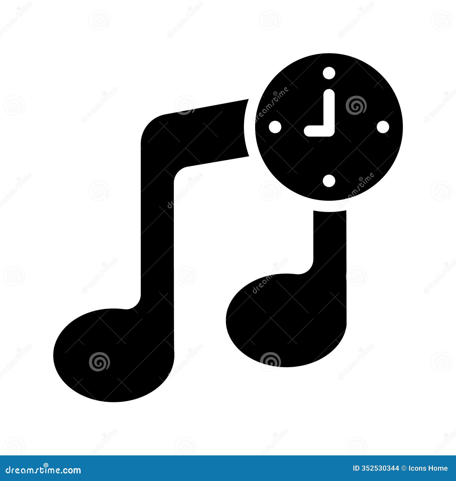 Musical Note and Clock Symbolizing Time Dedicated To Music Stock ...