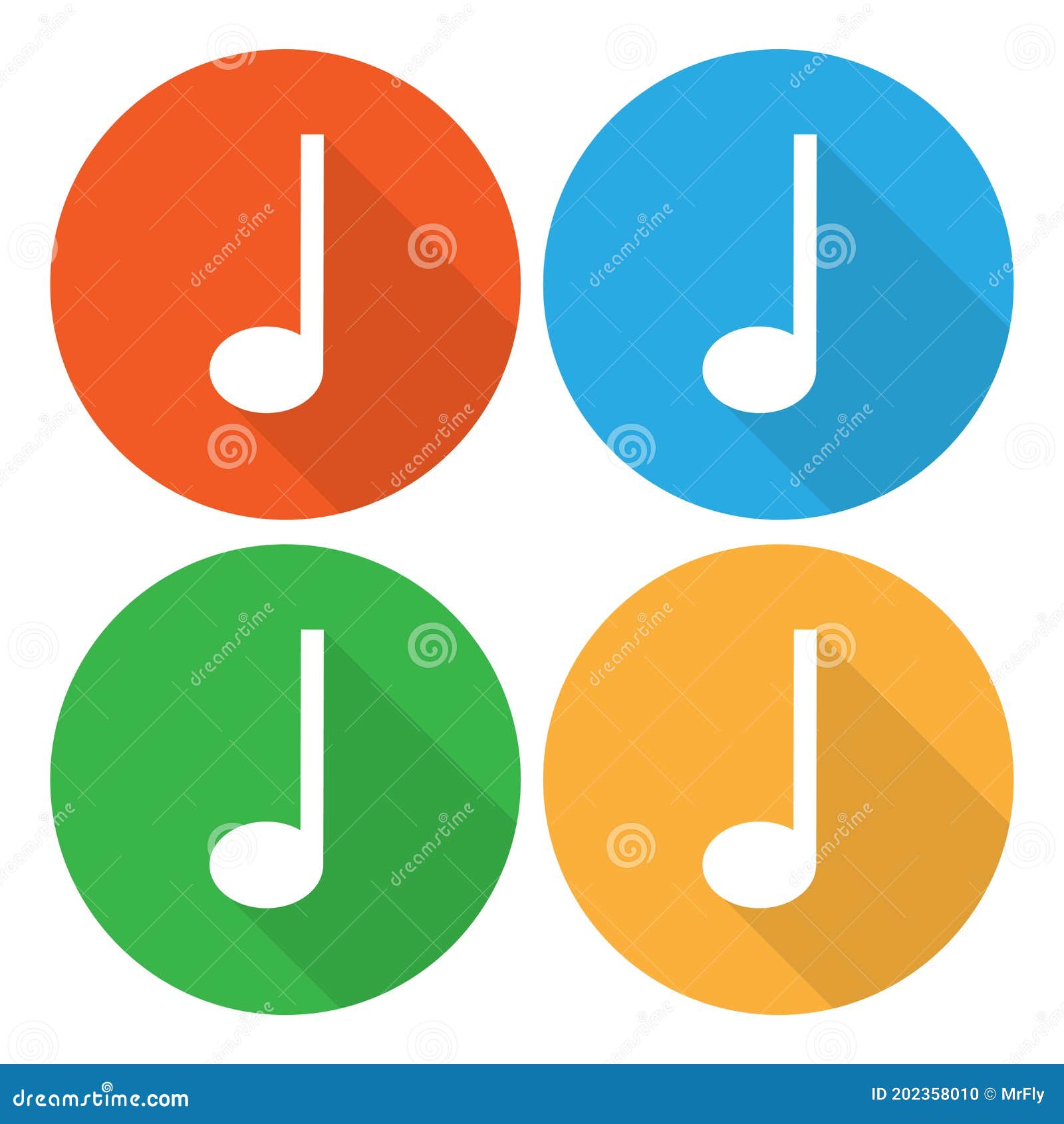 Musical Note, Colourful Web Icon Set, Vector Illustration Stock Vector ...