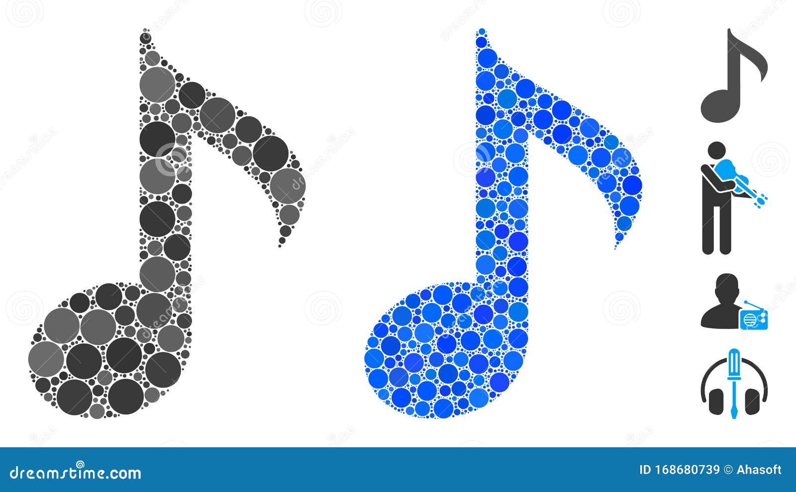 Musical Note Composition Icon of Circle Dots Stock Illustration ...