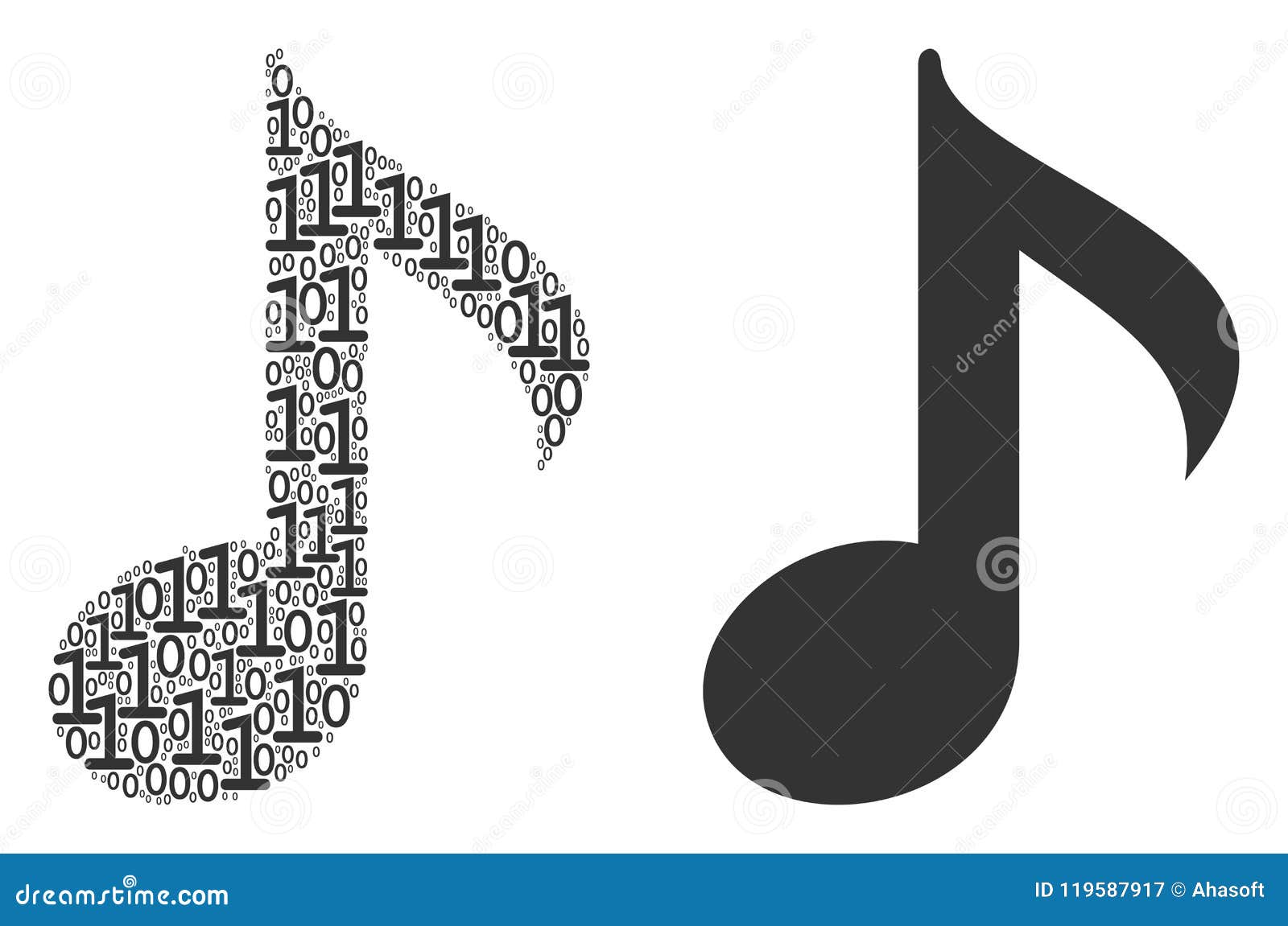 Musical Note Mosaic of Binary Digits Stock Vector - Illustration of ...